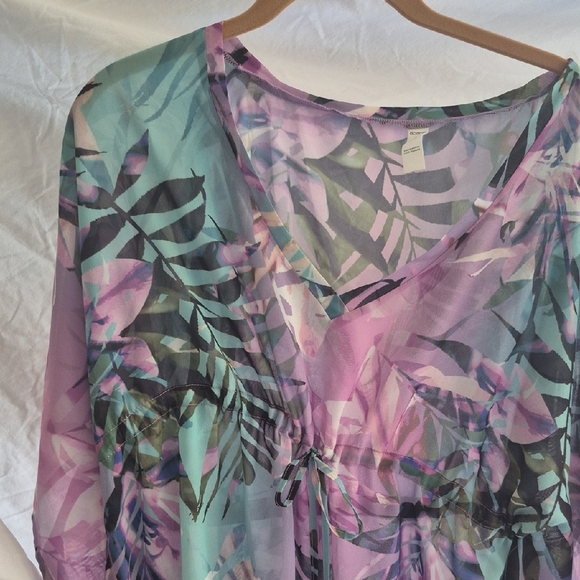 Apana | Tops | Apana Purple And Green Sheer Top Shows Like A Kimono Top ...